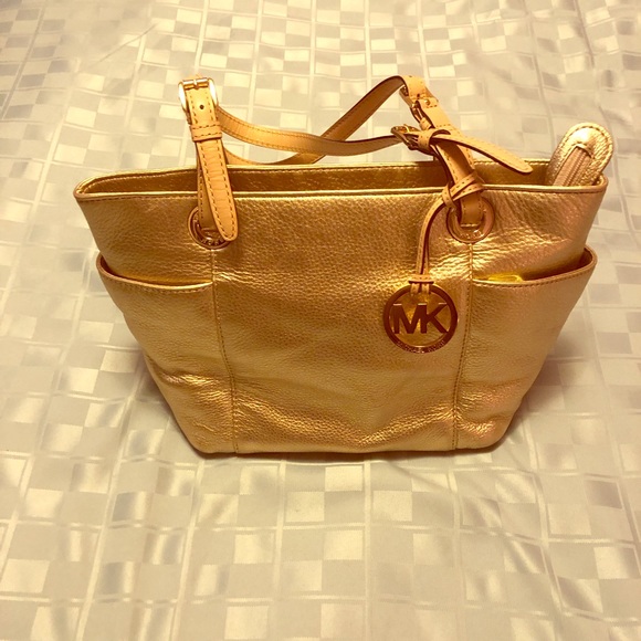 Michael Kors | Bags | Michael Kors Gold Leather Purse | Poshmark
